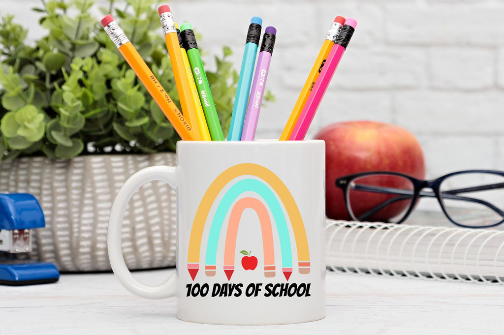 100 days of school pencil rainbow svg Design - So Fontsy