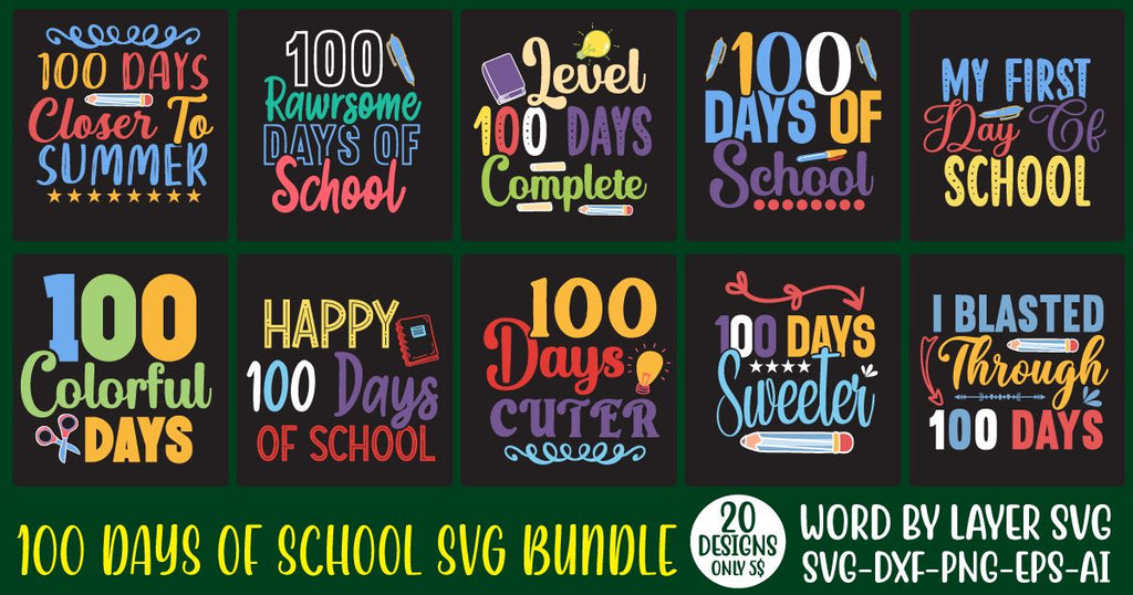 100 Days Of School SVG Bundle, 100th Day PNG, 100 Days Svg, Sports SVG ...