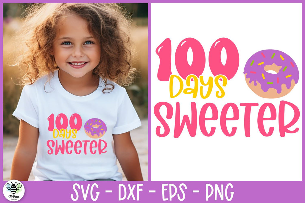 100 Days Sweeter | Donut SVG | 100 Days of School SVG - So Fontsy