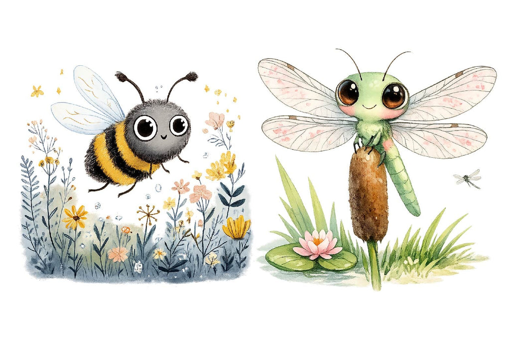 12 Spring Bugs Clipart Bundle, Watercolor Insects PNG - So Fontsy