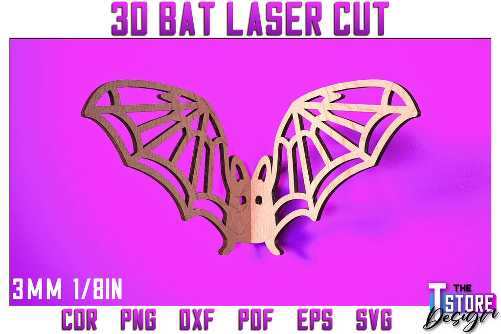 3D Bat Laser Cut | Halloween Design | Wooden Bat | Halloween Décor ...