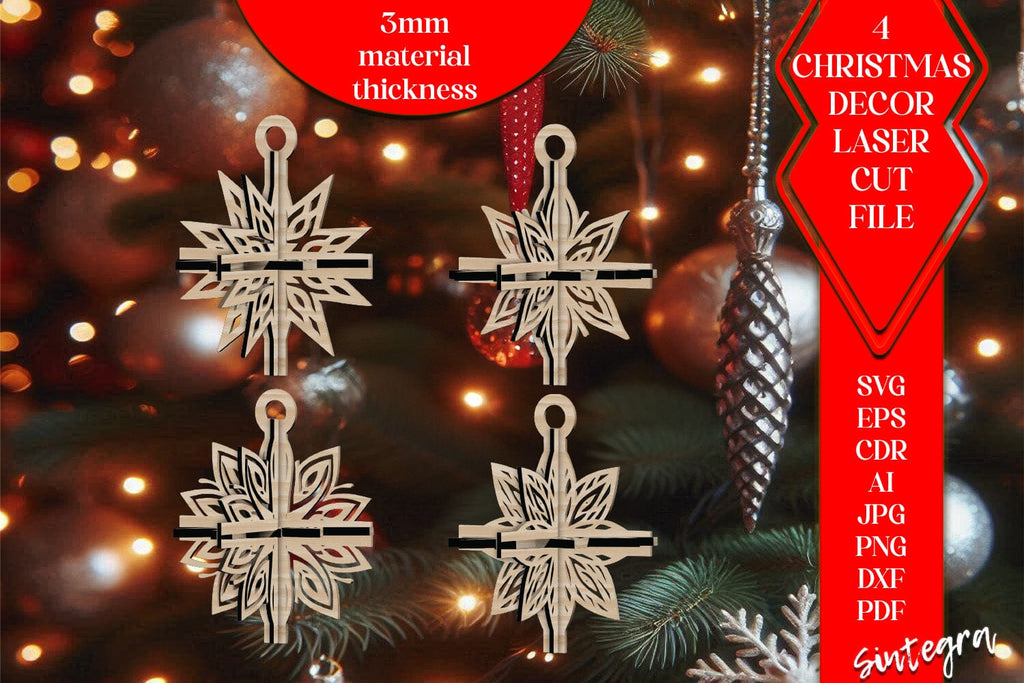 3D Christmas Stars Set SVG Laser Cut v1 - So Fontsy