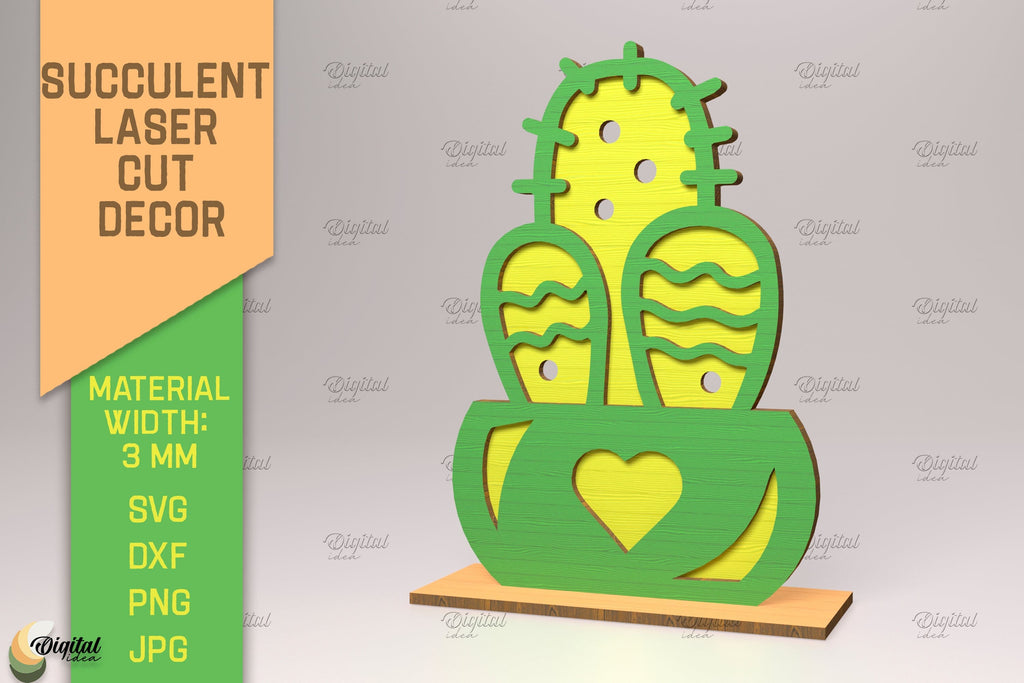 3D Layered Cactus Stand SVG. Succulent Laser Cut - So Fontsy