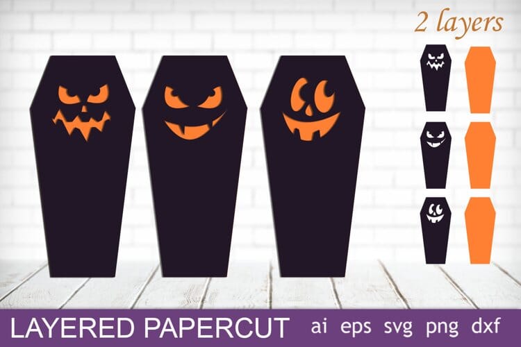 3d layered Halloween set with shadow box, bookmark, gnome - So Fontsy