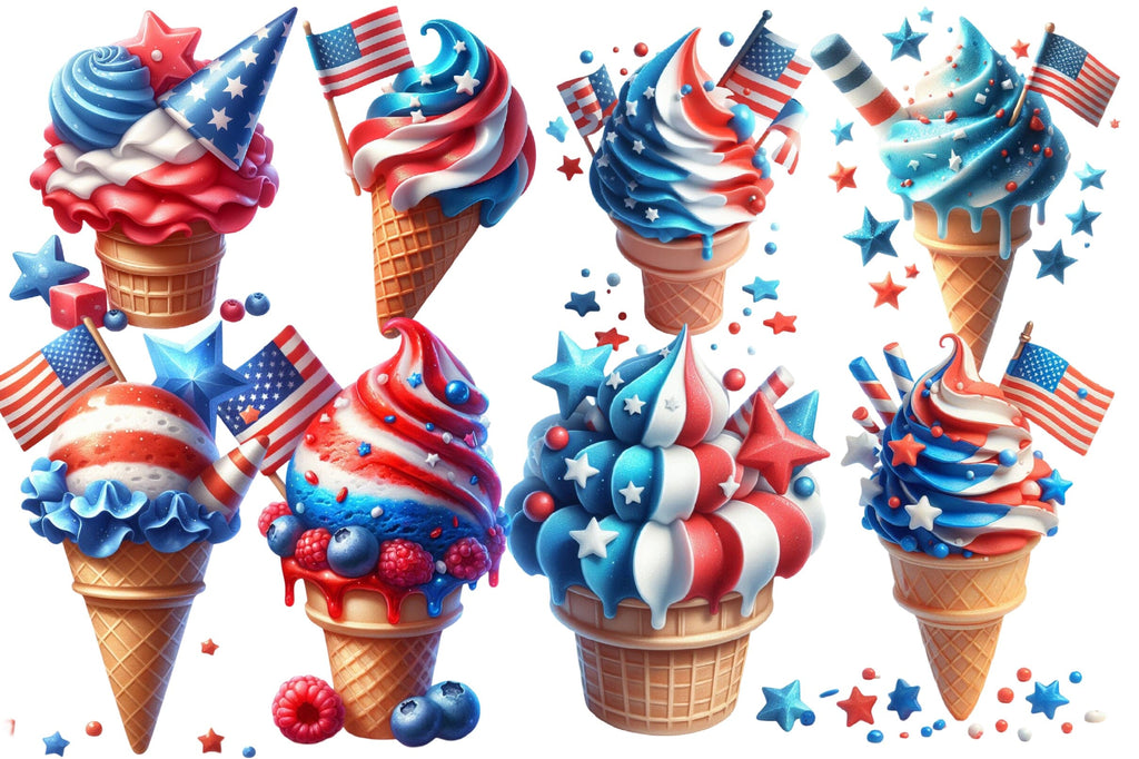 4th of July Clipart Ice Cream Clipart - So Fontsy
