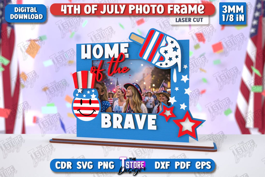4th of July Photo Frame Laser Cut | Tabletop Photo Frame | Independence ...