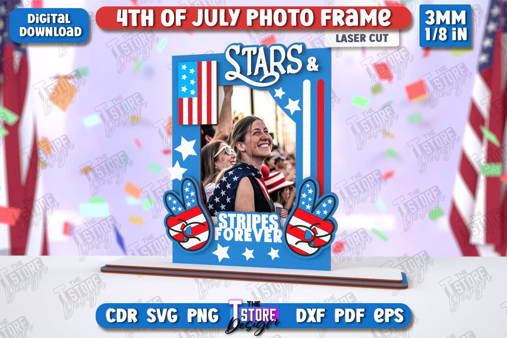 4th of July Photo Frame Laser Cut | Tabletop Photo Frame | Independence ...