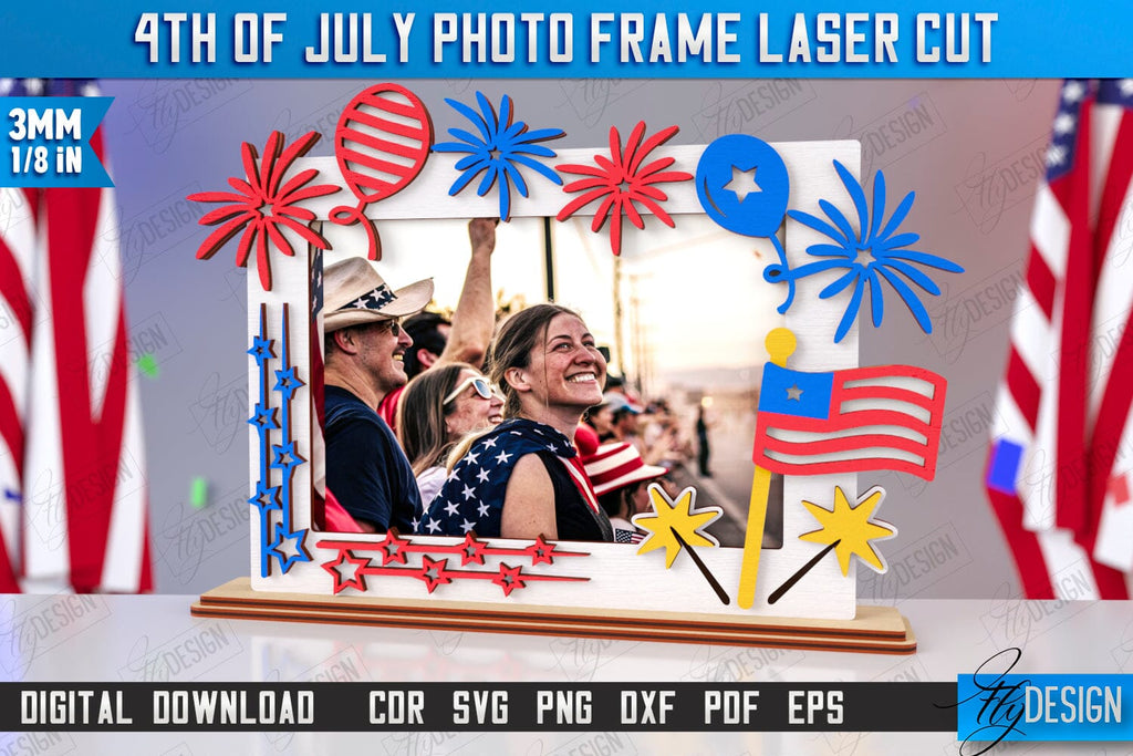 4th of July Photo Frame Laser Cut | Tabletop Photo Frame | Independence ...