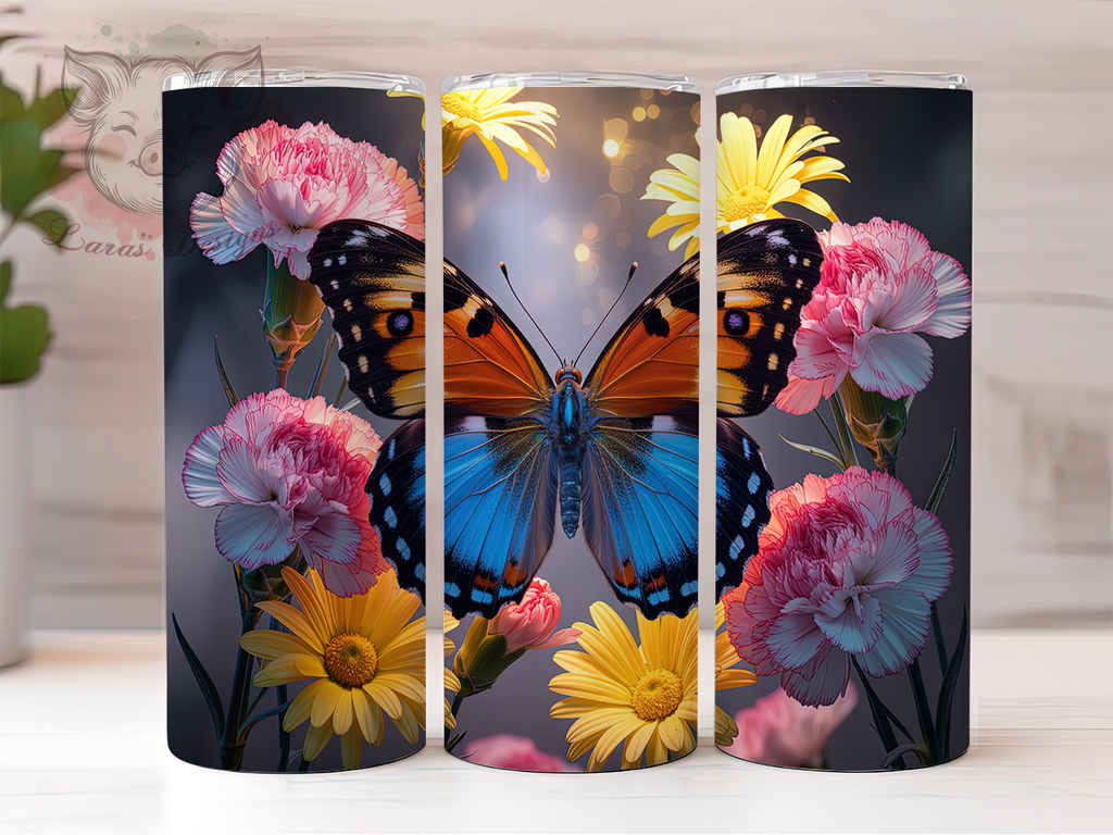 Spring Butterfly Floral Garden Tumbler Wrap, Floral Garden Pattern ...