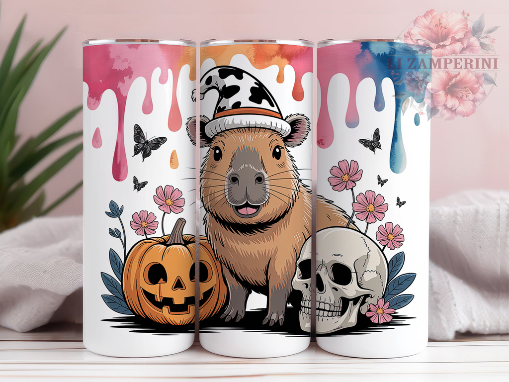Cute Spooky Halloween Capybara Tumbler, Halloween Capybara Cup Wrap ...