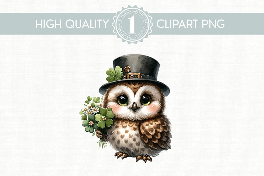 Adorable St. Patrick's Day Owl Clipart, High-Quality PNG - So Fontsy