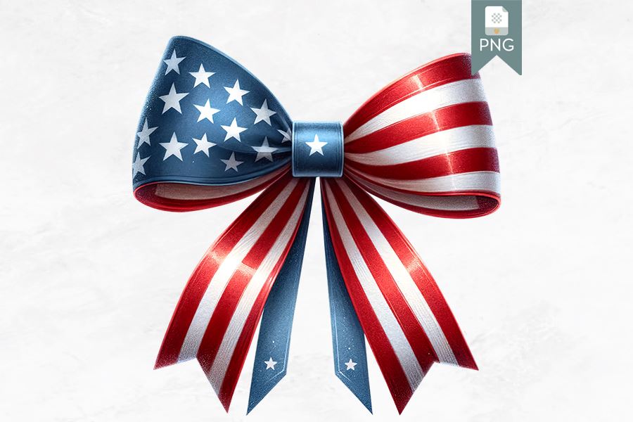 American Flag Bow Clipart, Patriotic Bow Image - So Fontsy