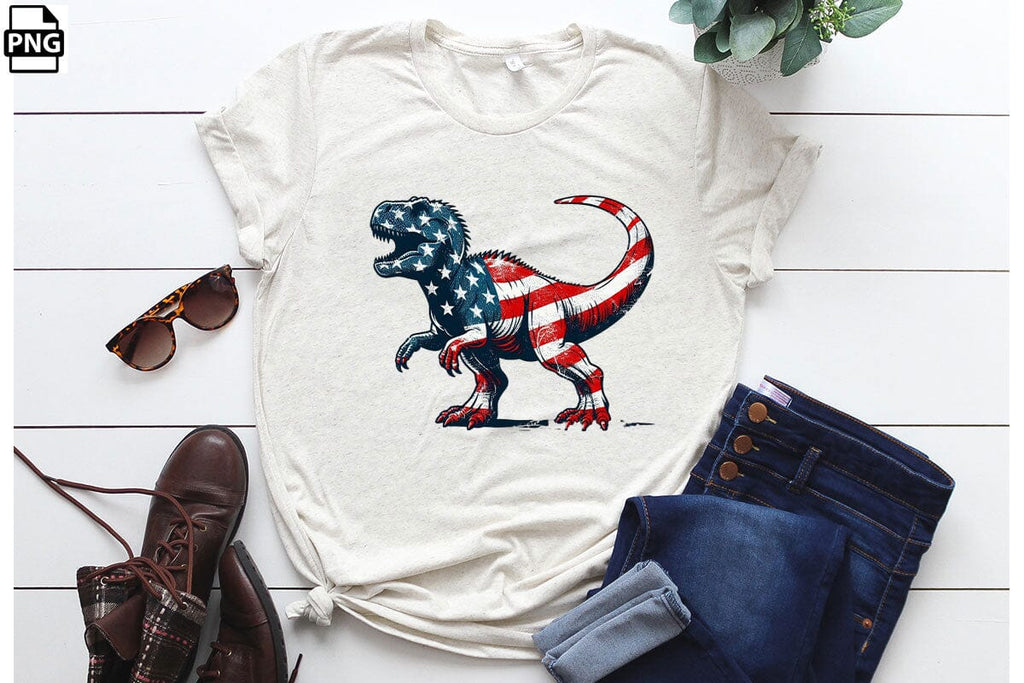 American Flag Dinosaur 4th Of July Clipart Bundle Printable File - So ...