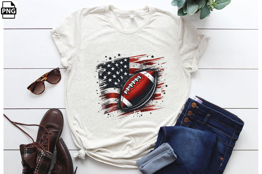 American Flag Football 4th Of July Clipart Bundle Printable File - So ...