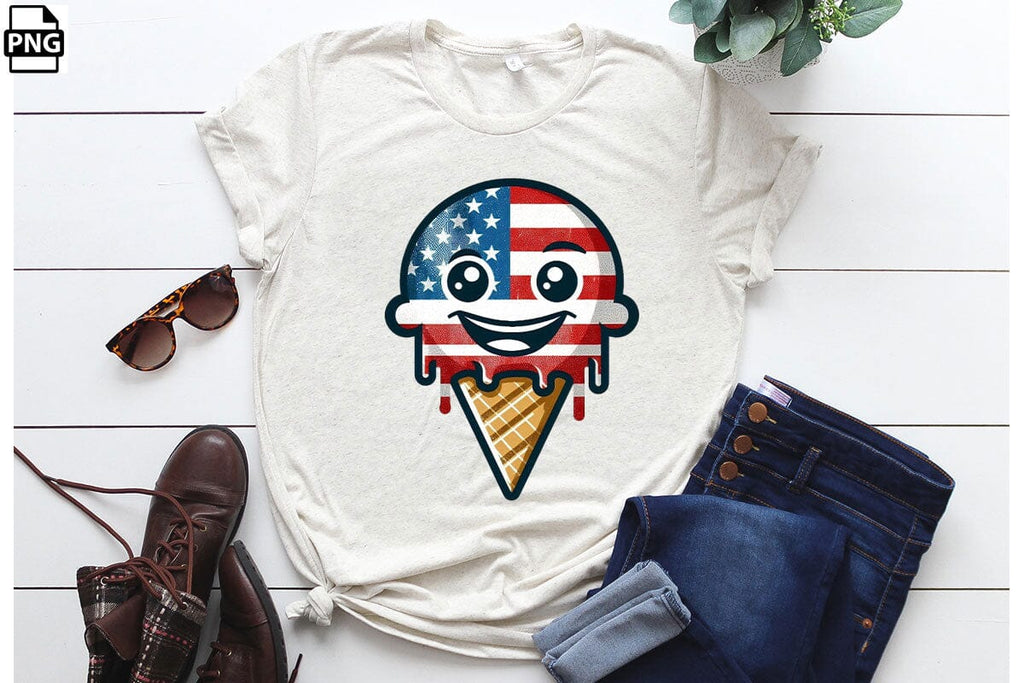 American Flag Ice Cream 4th Of July Clipart Bundle Printable File - So ...