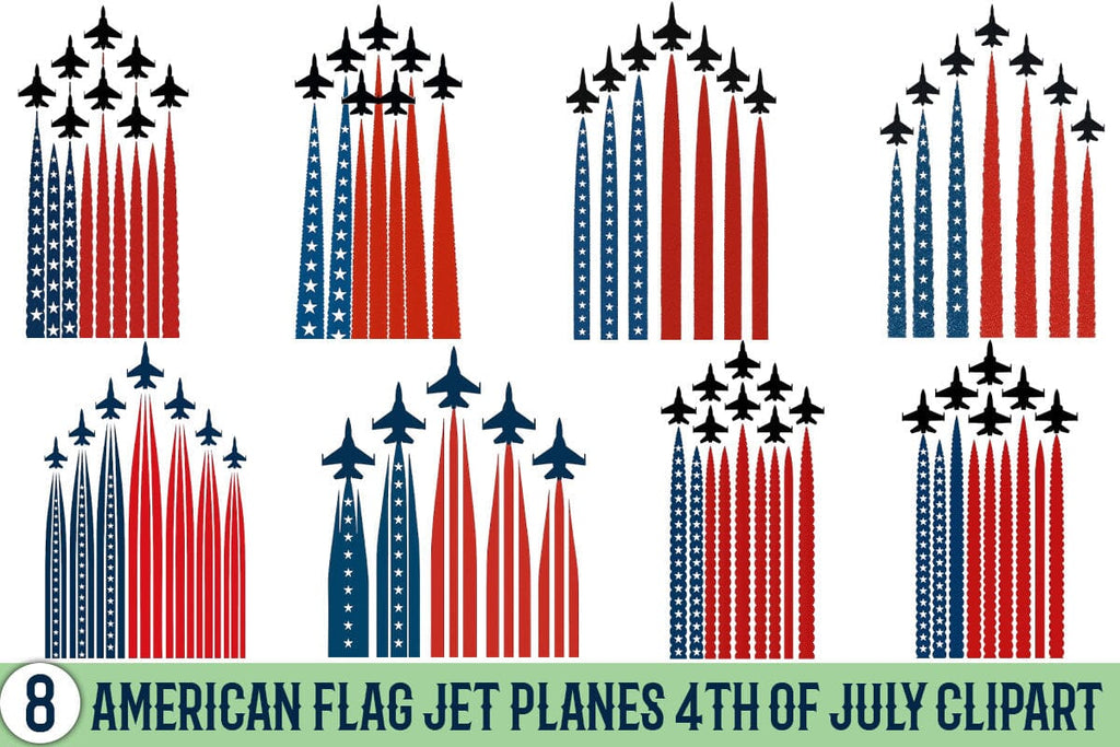 American Flag Jet Planes 4th Of July Clipart Bundle Printable File - So ...