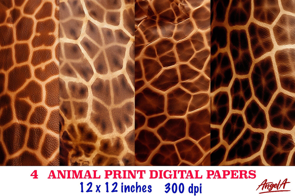 Animal print digital papers, giraffe print digital paper - So Fontsy