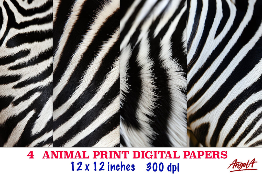 Animal print digital papers, leather zebra print sublimation - So Fontsy