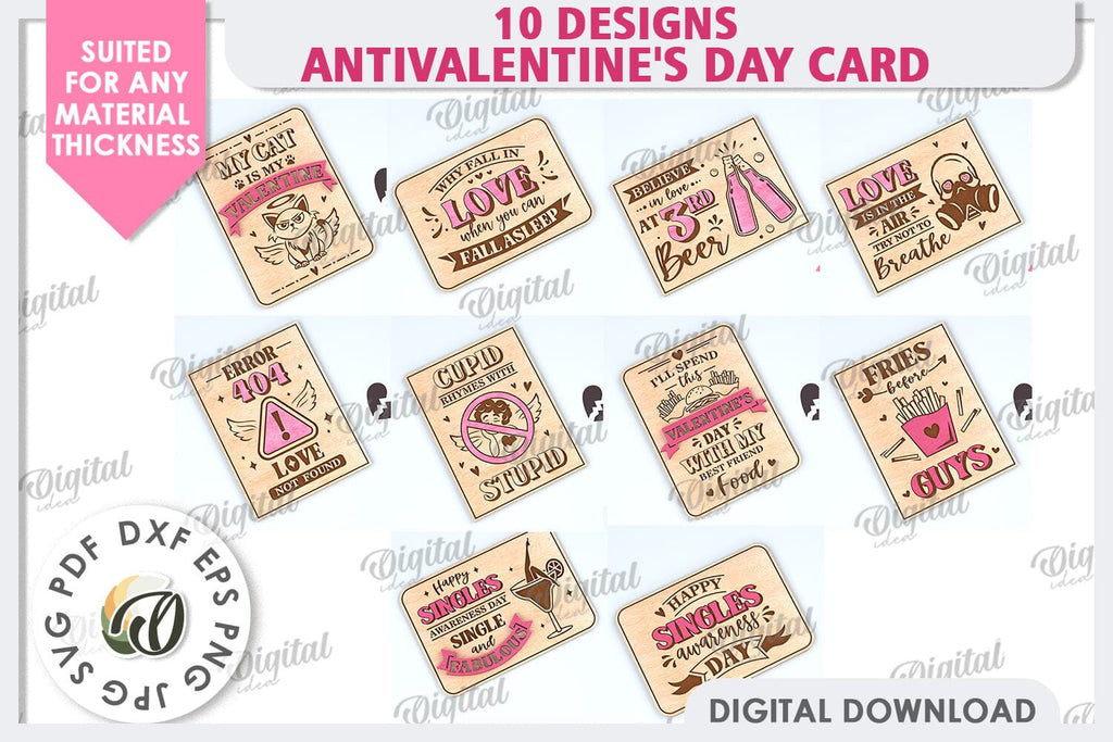 Anti Valentine's Day Cards Laser Cut Bundle. Greeting Cards - So Fontsy