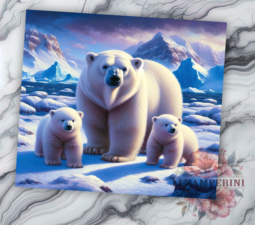 Arctic Polar Bear Tumbler Wrap, Polar Bears, Tumbler Wrap, Sublimation ...