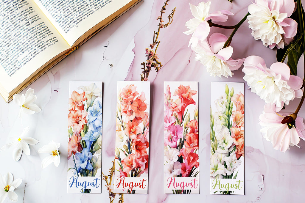 August Bookmark, Floral Bookmark, Gladiolus Bookmarks, Birthday Flower ...