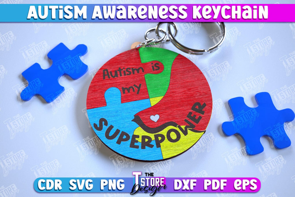 Autism Awareness Keychain | Wooden Keychain Templates | CNC File - So ...