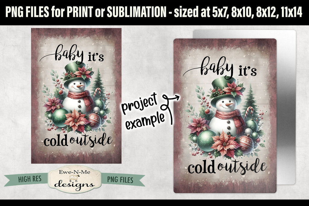 Baby Its Cold Outside Snowman Sublimation Design | Vintage Sign PNG ...