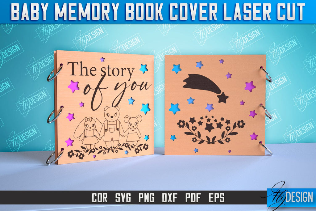 Baby Memory Book Cover | Memory Album Cover | Children's Design | CNC ...