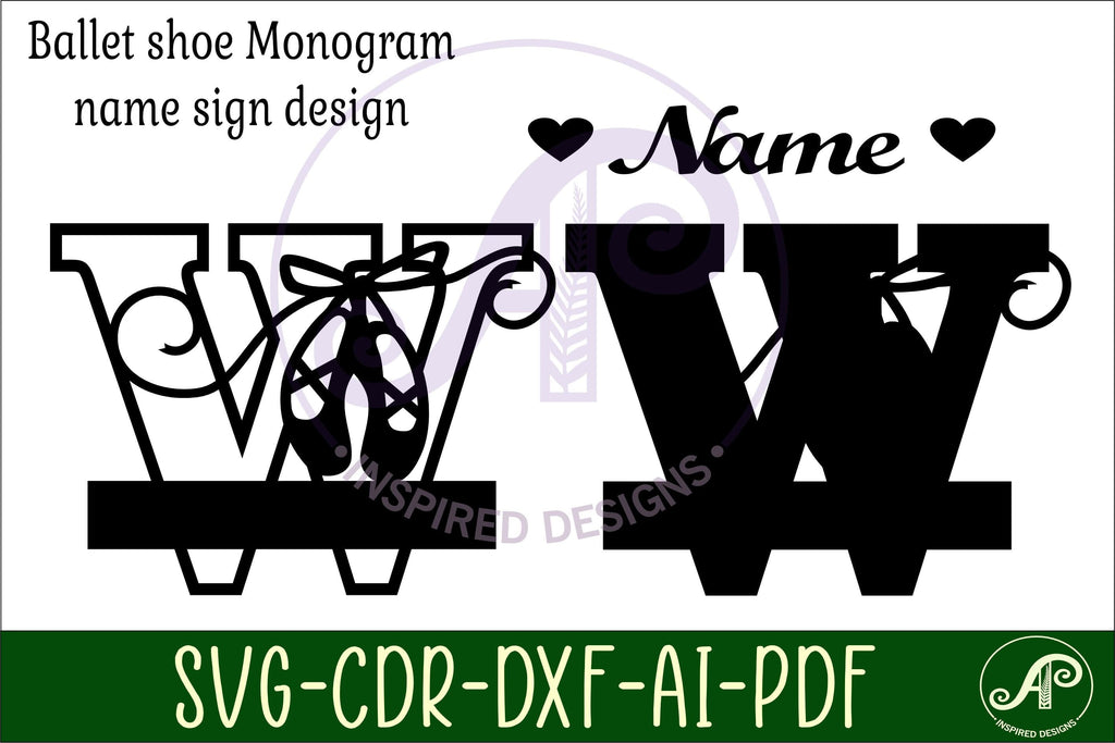 Ballet shoe Capital Monogram Letter W SVG - So Fontsy