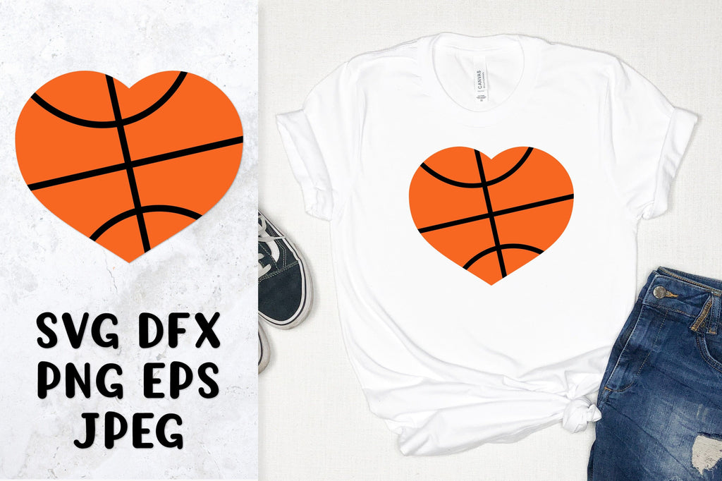 Basketball ball in shape of heart SVG. Sports ball cut file - So Fontsy