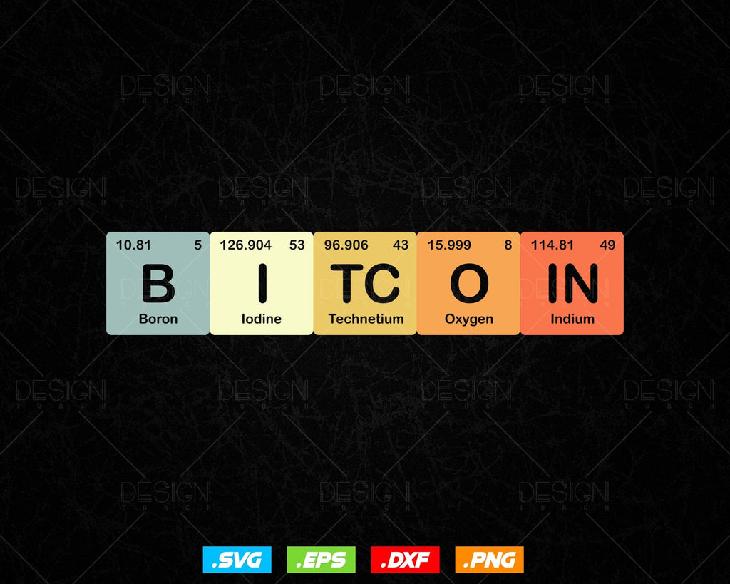 Bitcoin Periodic Table Cryptocurrency BTC Funny Vintage Vector T-shirt Design Png Svg Files ...