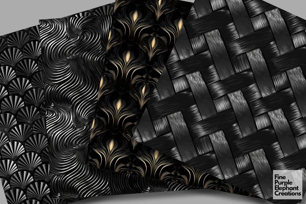 Black Glam Digital Paper | Luxury Glitter - So Fontsy