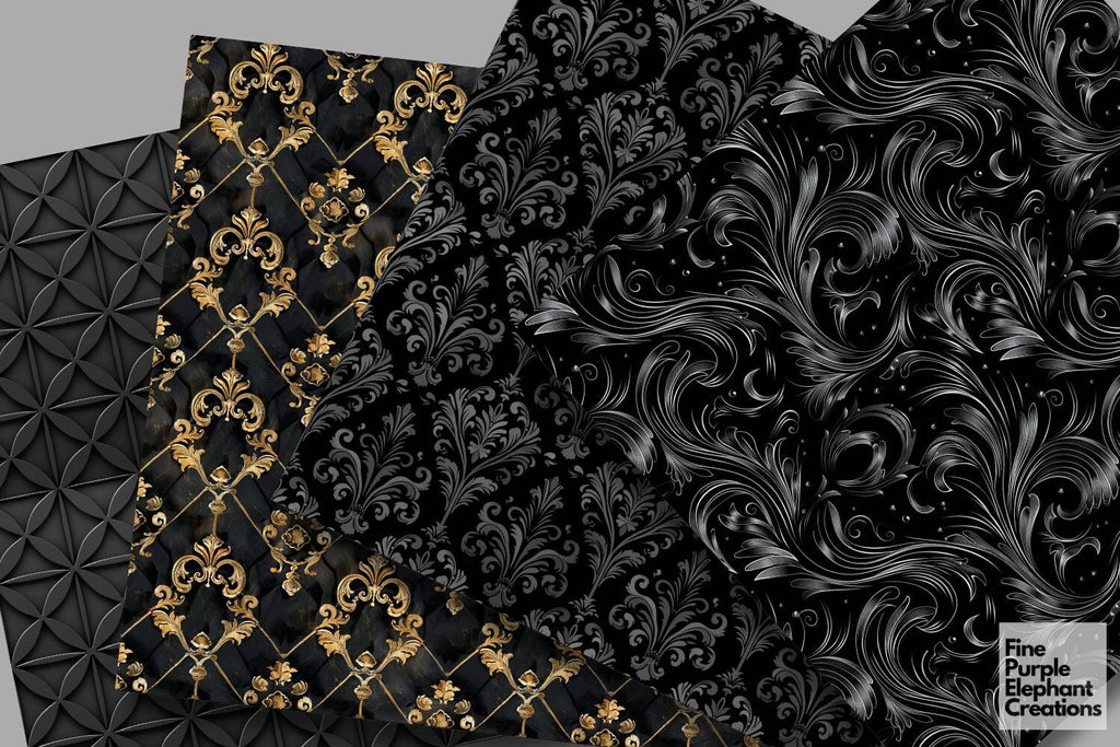 Black Glam Digital Paper | Luxury Glitter - So Fontsy