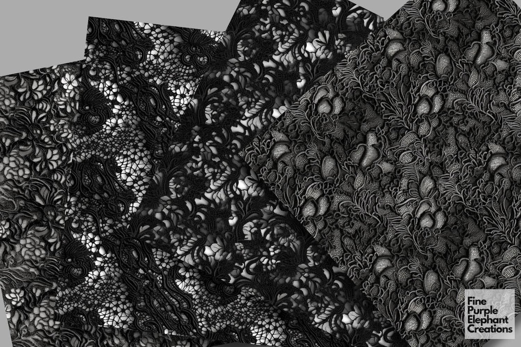 Black Lace Digital Paper | Gothic Scrapbook Paper - So Fontsy