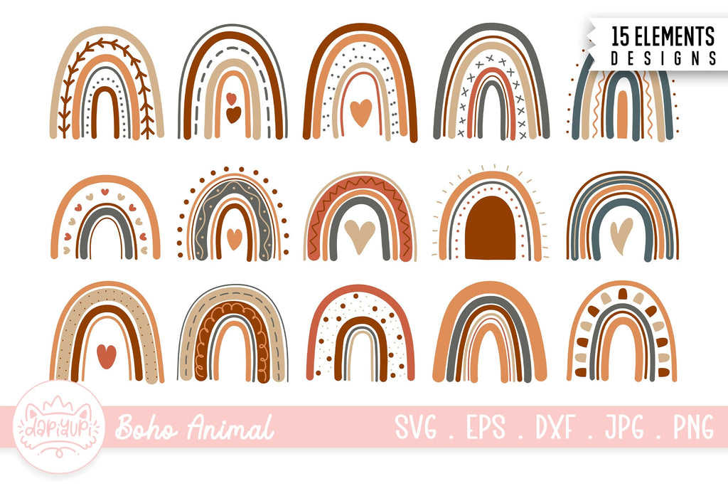 Boho Rainbow Clipart Bundle | Bohemian Rainbow - So Fontsy