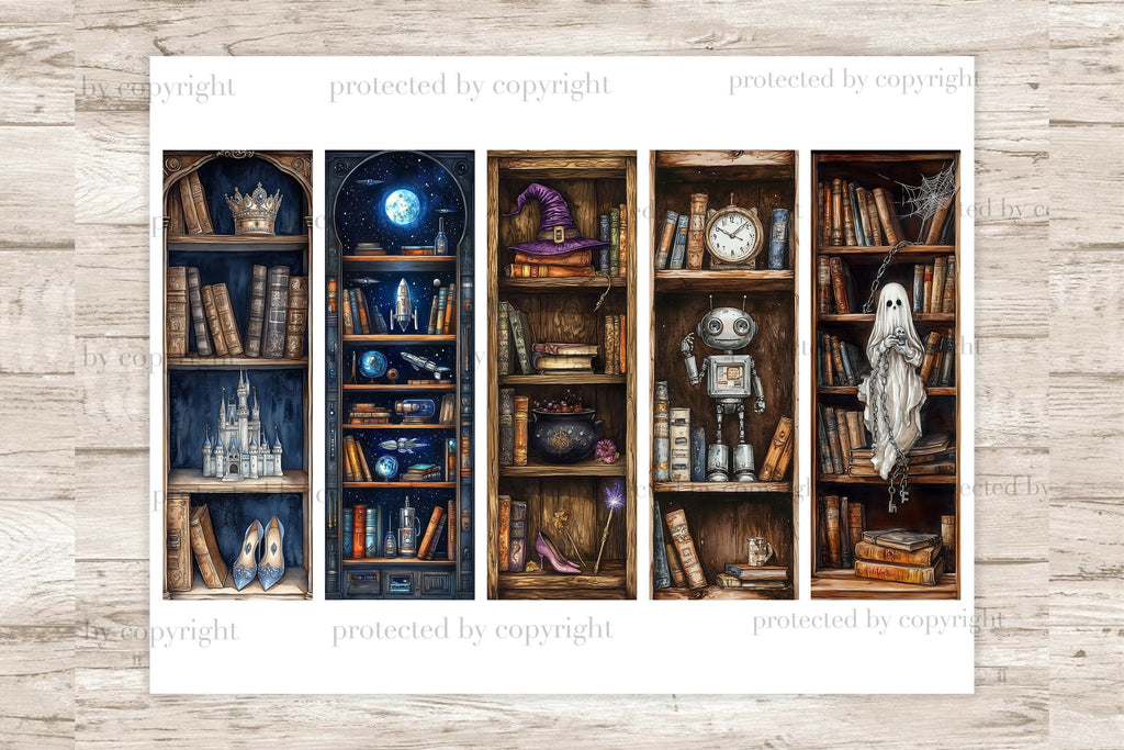 Bookcase Bookmarks | Printable Instant Download Set - So Fontsy