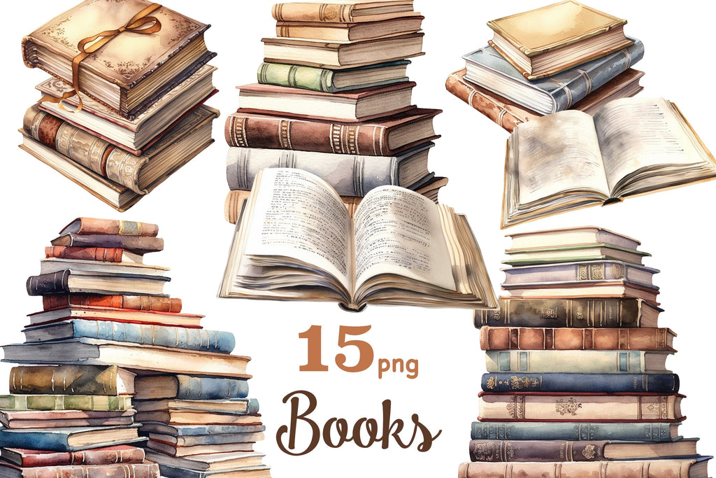 Books Clip Art Bundle | Stack Of Books Clipart - So Fontsy