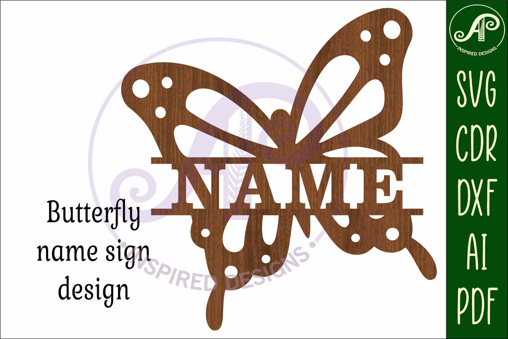 Butterfly Name sign svg laser cut template, wall art - So Fontsy
