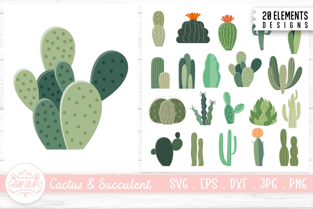 Cactus And Succulent Clipart Bundle - So Fontsy
