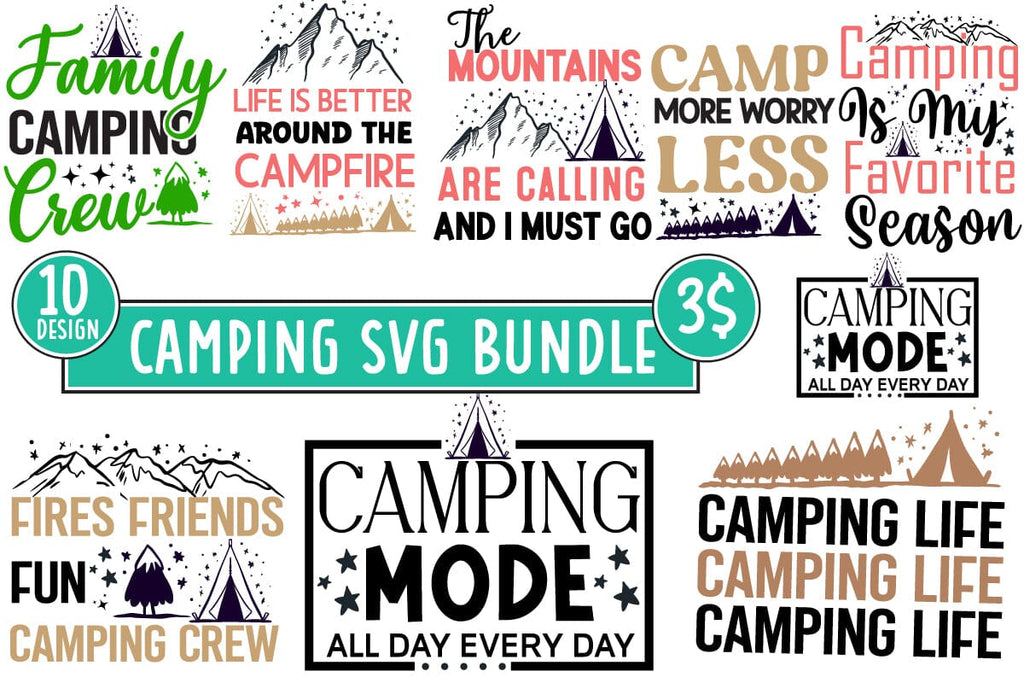 Camping Mini SVG Bundle,Camping SVG Bundle,Camper SVG Design, Hiking ...