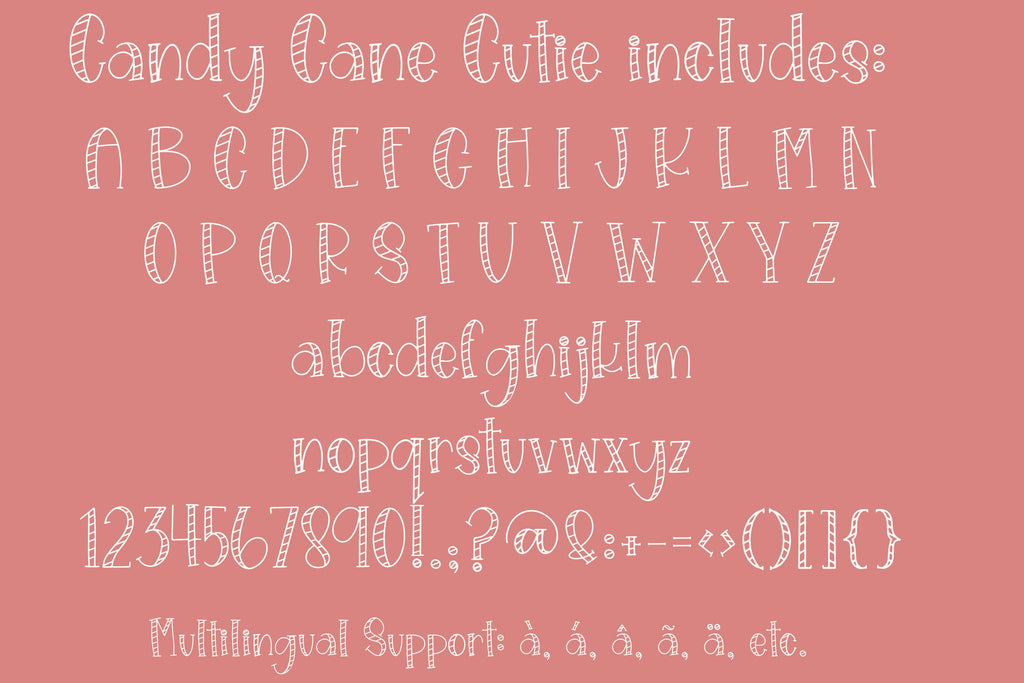 Candy Cane Cutie, Sweet Striped Handwritten Font - So Fontsy