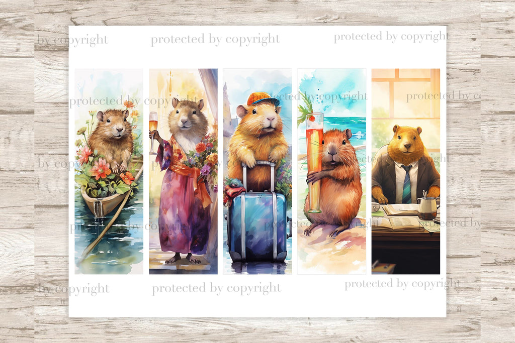 Capybara Bookmarks Printable | Bookmarks Digital - So Fontsy