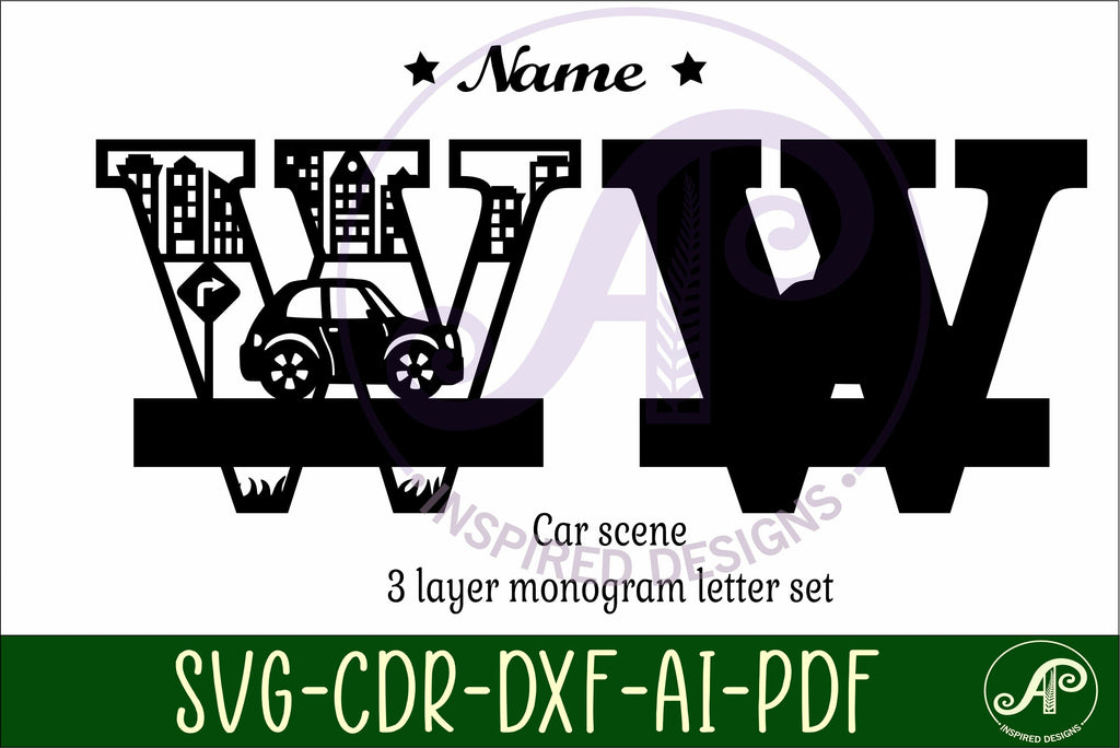 Car Capital Monogram Letter W SVG - So Fontsy
