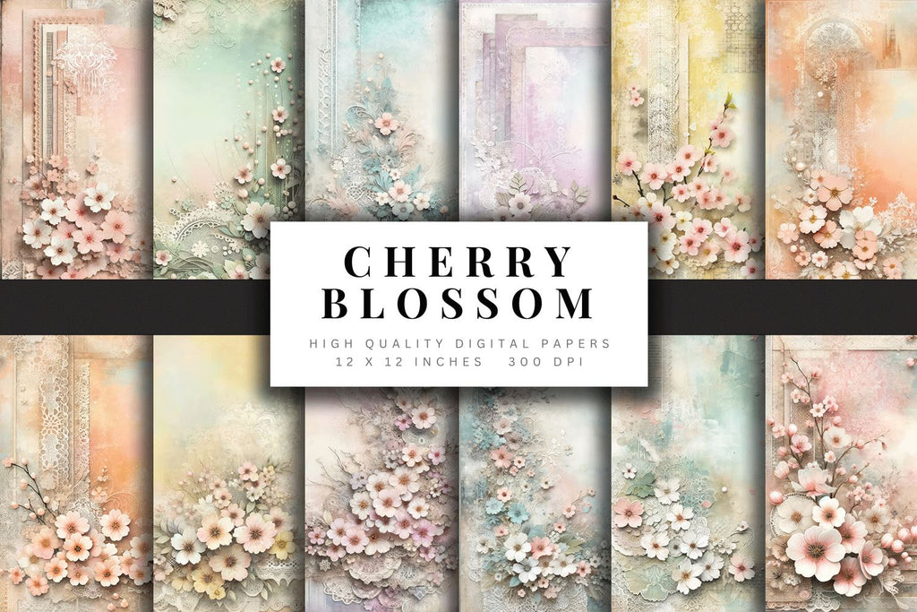 Cherry Blossom Digital Paper Pack - So Fontsy