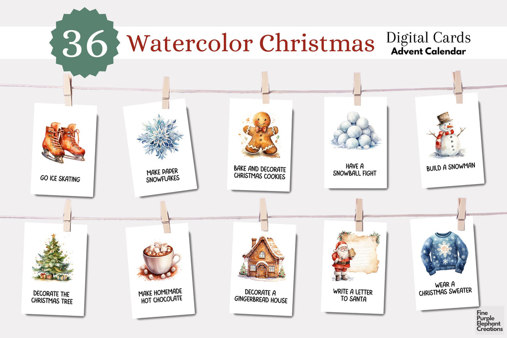 Christmas Advent Calendar Holiday Activity Cards - So Fontsy