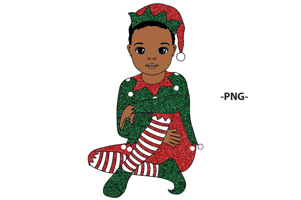 Christmas Elf Kid Clipart with Red and Green Outfit in SVG PNG JPG PDF ...