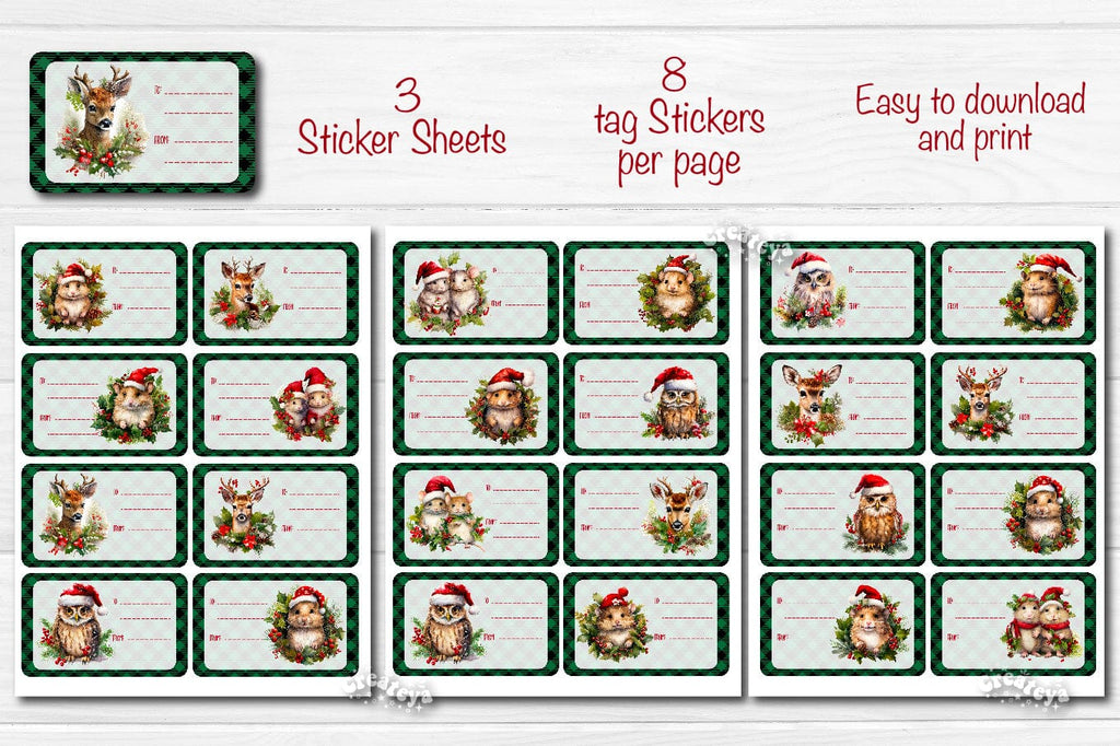 Christmas Gift Tag Stickers Bundle Christmas tag printable PNG ...
