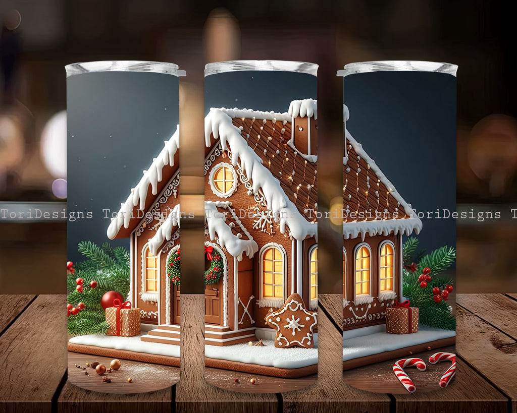 Christmas Gingerbread House Tumbler Wrap PNG, Gingerbread House 20 oz ...