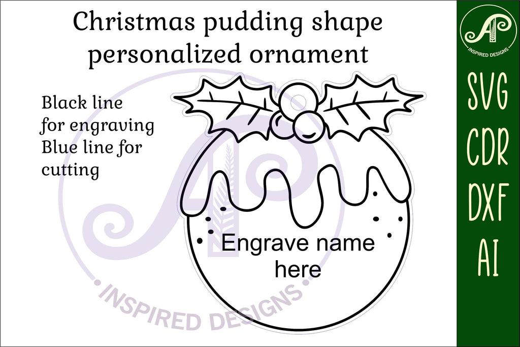 Christmas pudding shape Christmas Ornament SVG laser cut - So Fontsy