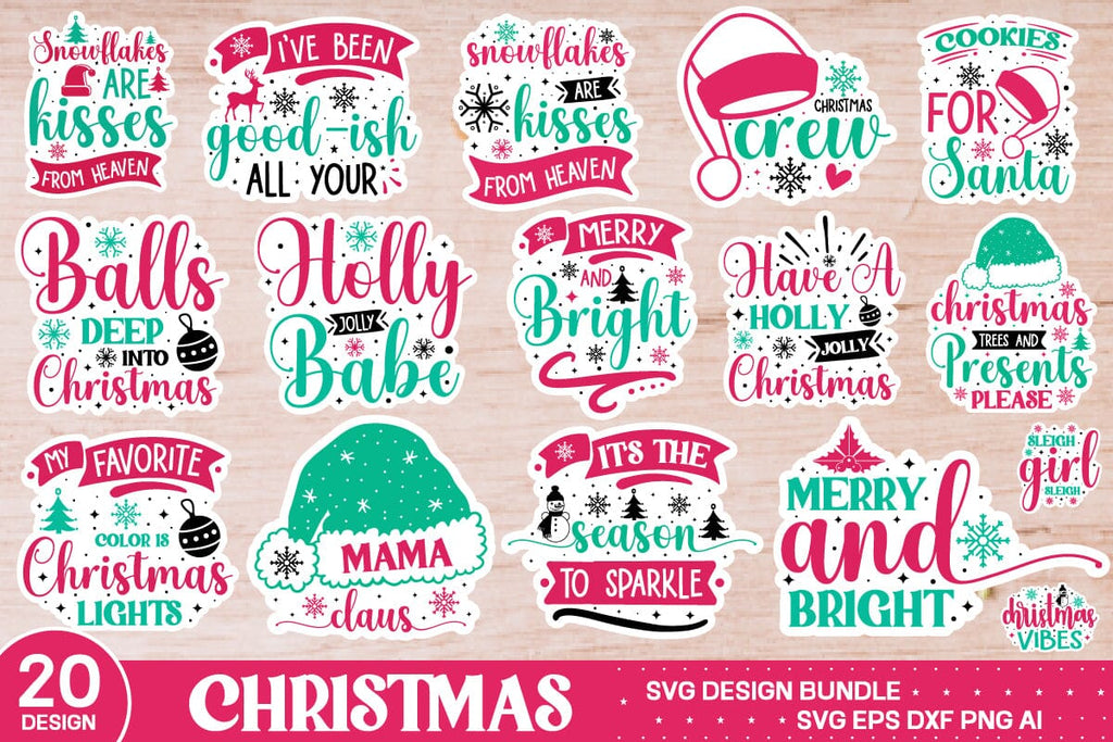 Christmas Sticker Svg Bundle - So Fontsy
